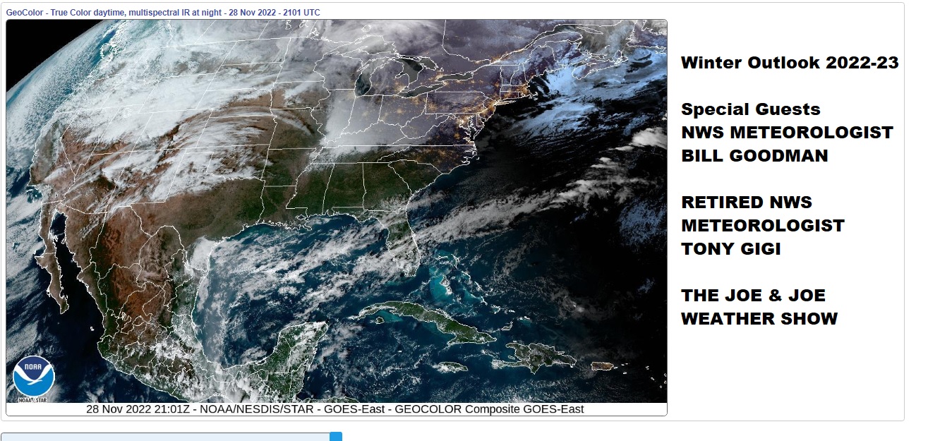 Joe & Joe Weather Show LIVE 7:35pm Winter 2022-23 Special Guests Bill ...