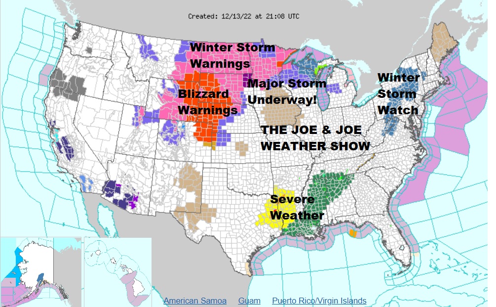 Joe & Joe Weather Show Live 7:30pm Major Winter Storm Plains Heading East